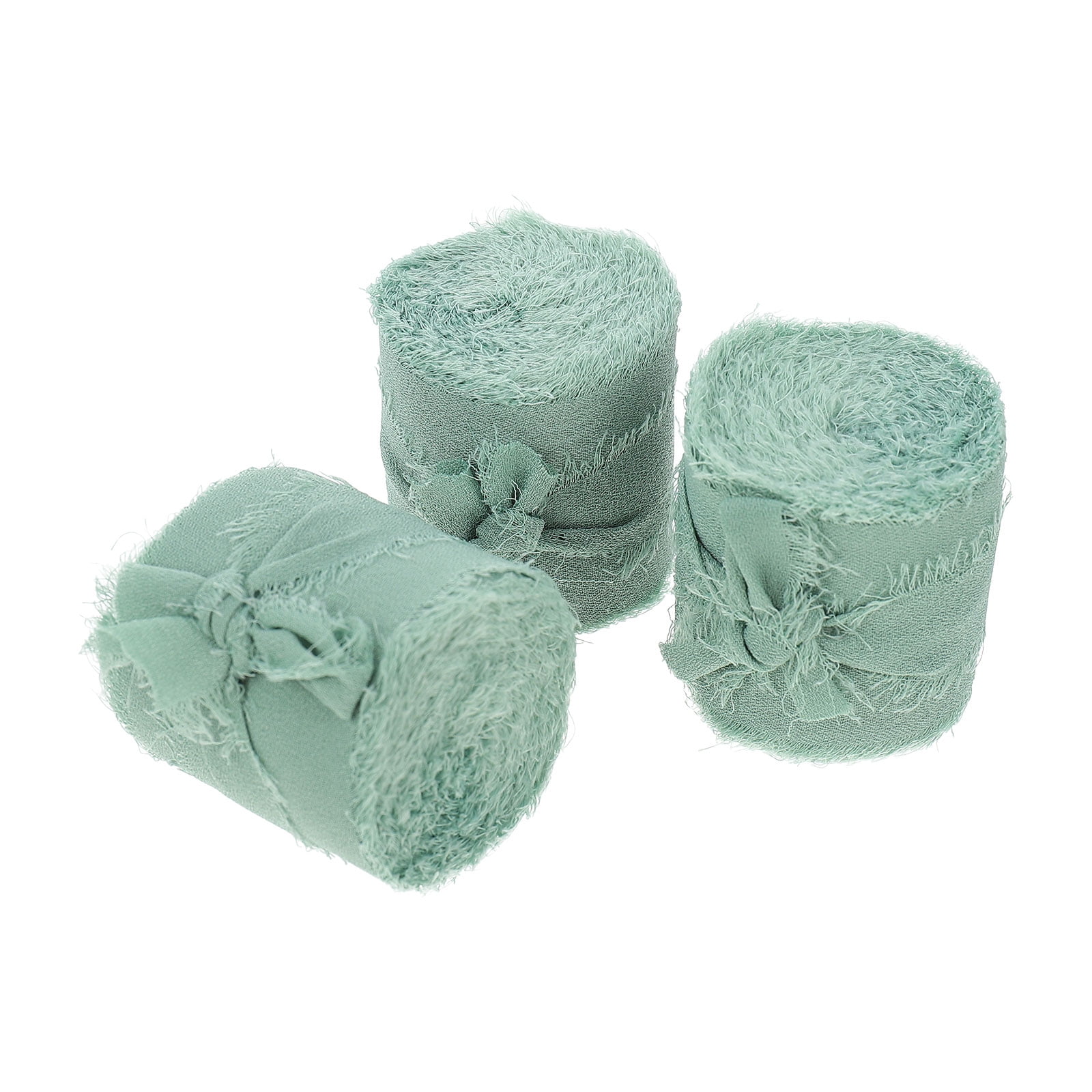 3 Rolls Raw Edge Chiffon Belt Decor Flower Packaging Ribbon Silk-like ...
