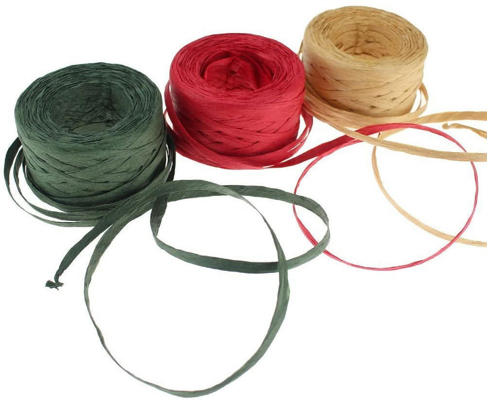3 Rolls Red Green Kraft Raffia Ribbon String 1/4 Inch by 492 Feet, 164 ...