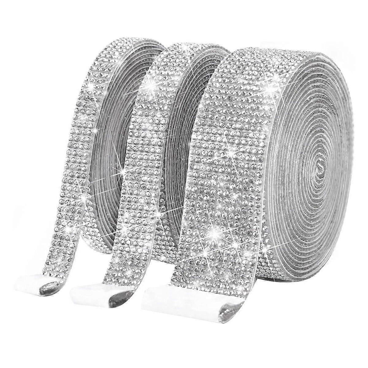 3 Rolls Self Adhesive Crystal Rhinestone Diamond Ribbon - Bling Diamond ...