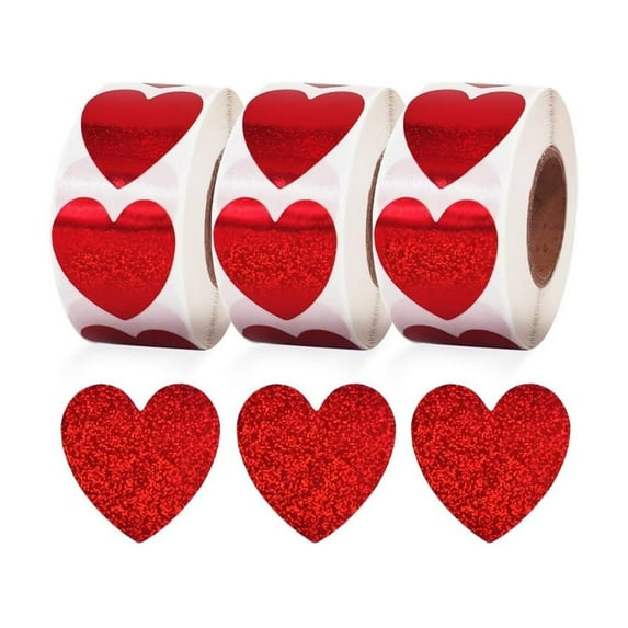 3 Rolls Sparkling Heart Sticker For Romantics Occasions With Easy Peels ...