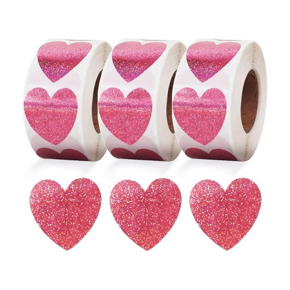 3 Rolls Sparkling Heart Sticker For Romantics Occasions With Easy Peels ...