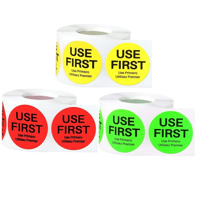 3 Rolls Stickers Use First Labels Restaurant Home Food Inventory Circle ...