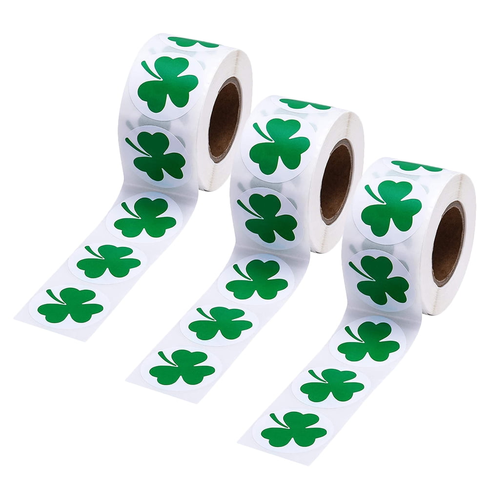 3 Rolls Wedding Stickers for Envelopes Shamrock Decals Green - Walmart.com