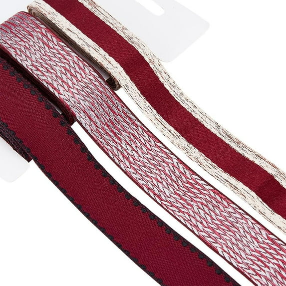 3 Rolls Wired Edge Ribbon 1inch Dark Red Metallic Glitter Burlap Peep ...