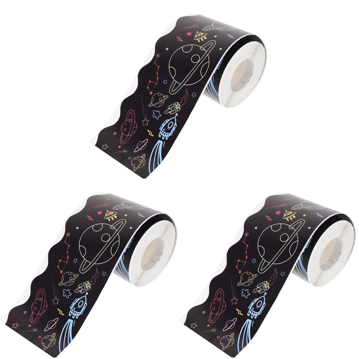 3 Rolls Of Bulletin Board Border Trims Novelty Board Decal Decors