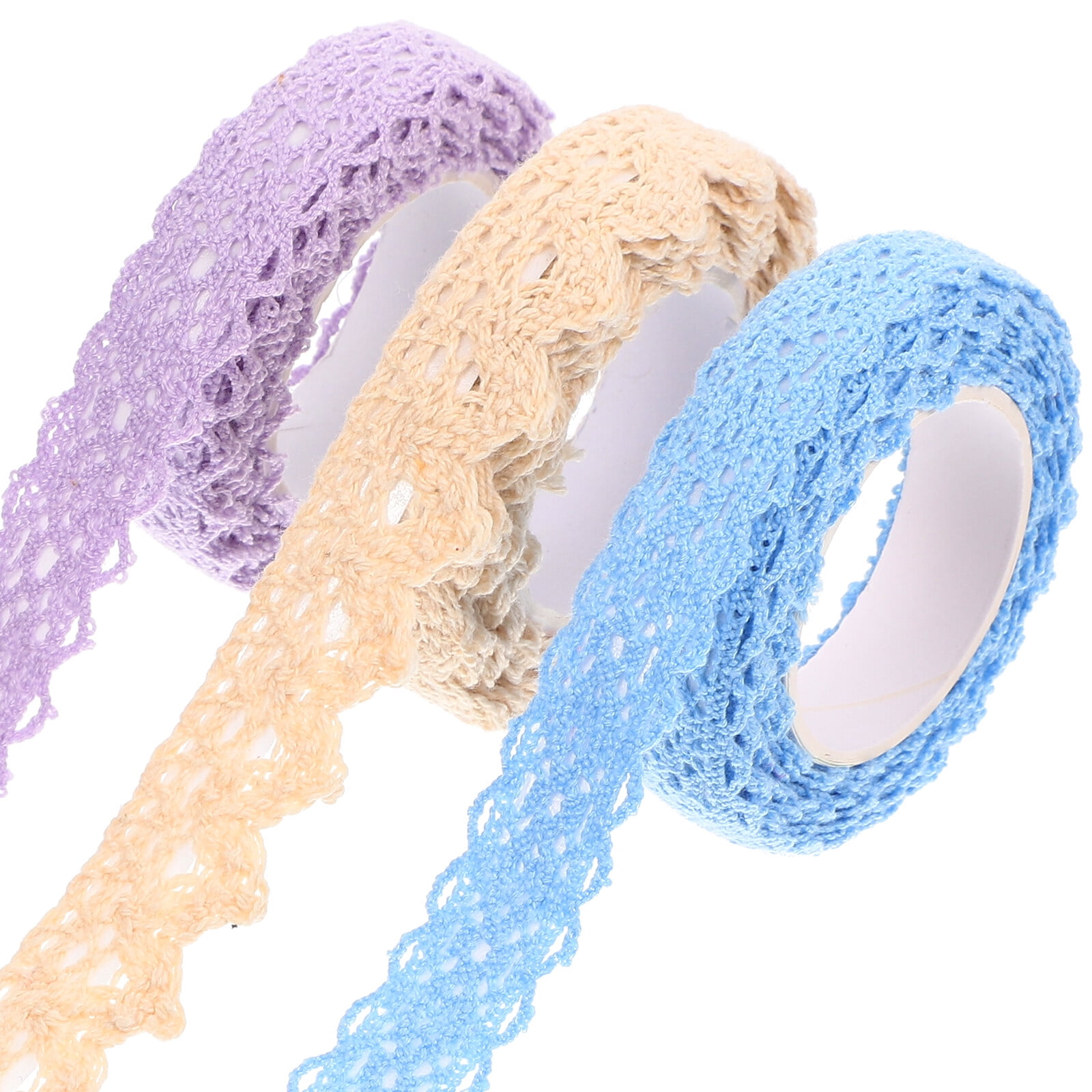 3 Rolls Crochet Lace Fabric Tape Mixed Colors Self Adhesive Lace Ribbon ...
