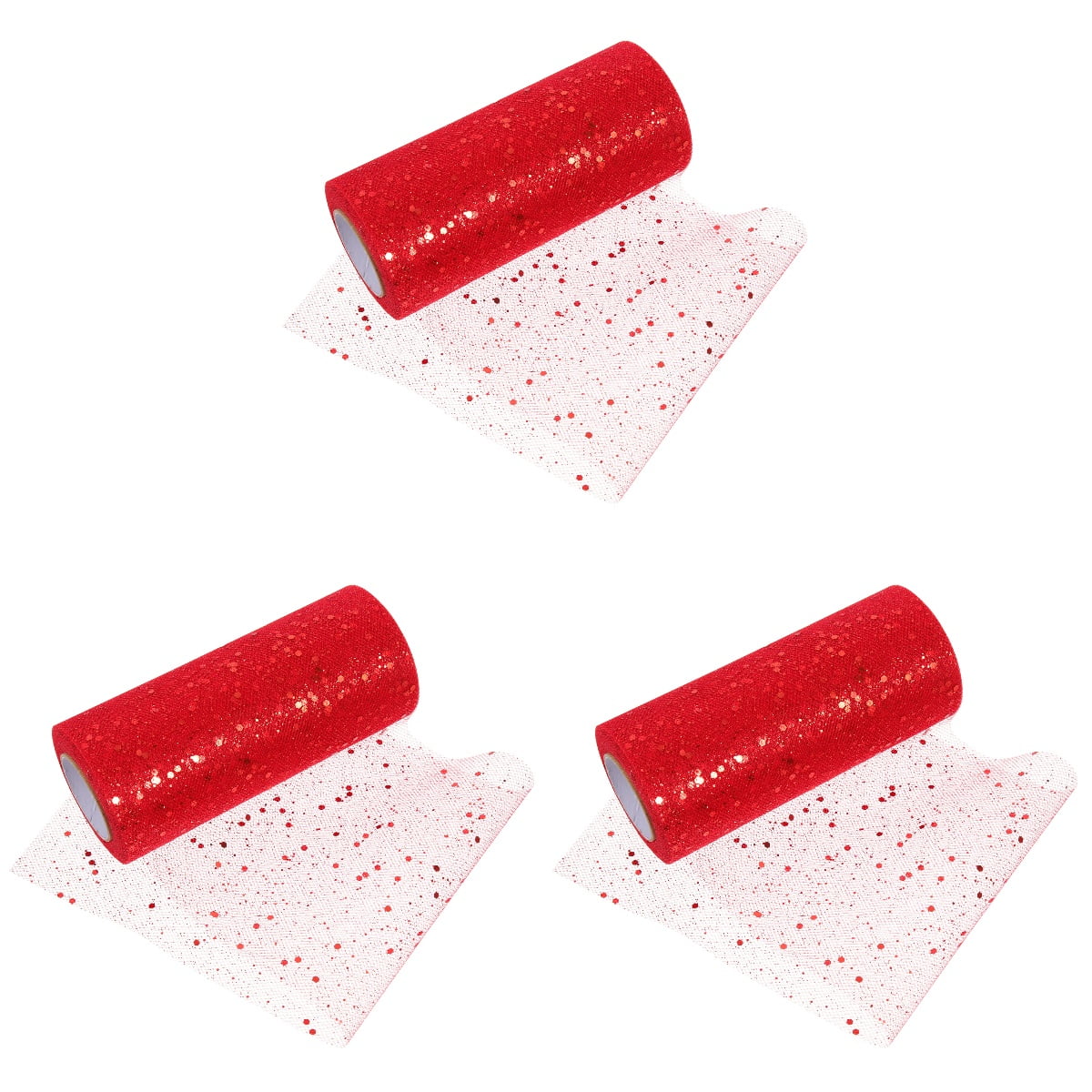 3 Rolls of Glitter Tulle Fabric Sequin Tulle Netting Fabric Sparkling ...