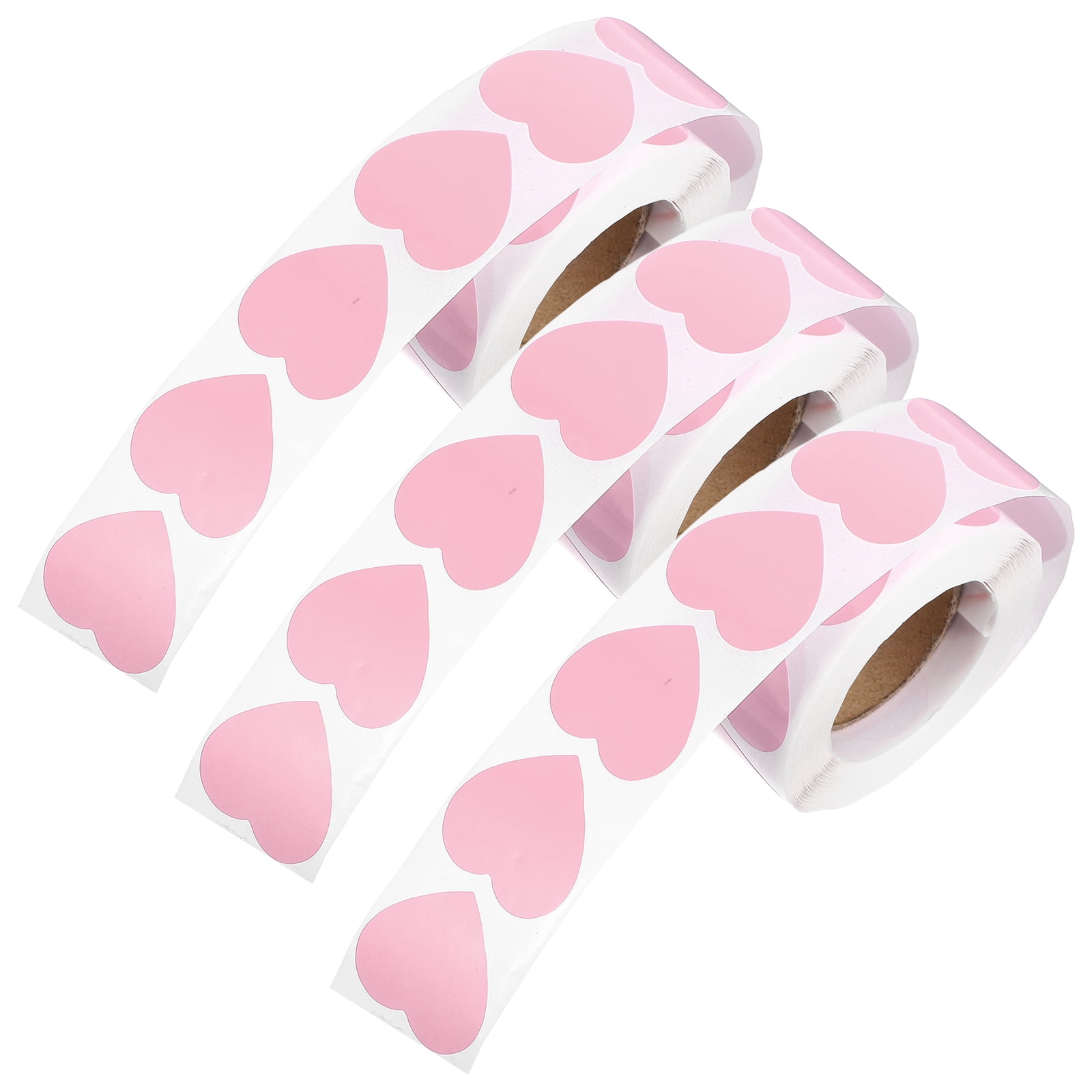 3 Rolls of Labels Pink Heart Stickers for Valentine's Day Wedding ...