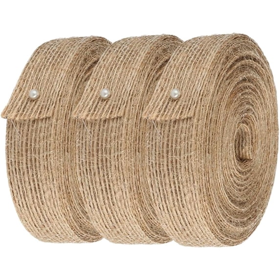 3 Rolls of Natural Burlap Fabric Ribbon for Wedding Events Party Gift ...