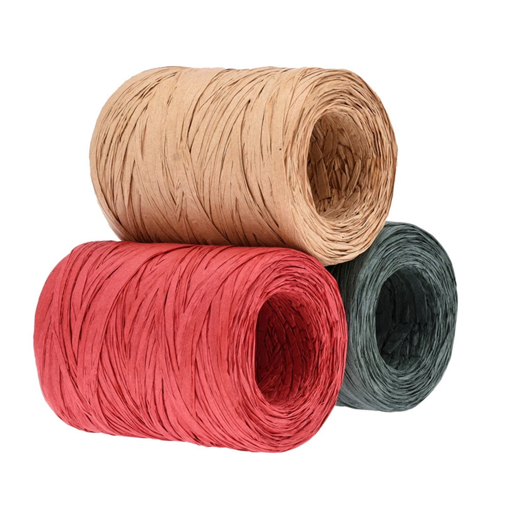 3 Rolls of Natural Raffia Straw String Packing Tape Gift Wrapping ...
