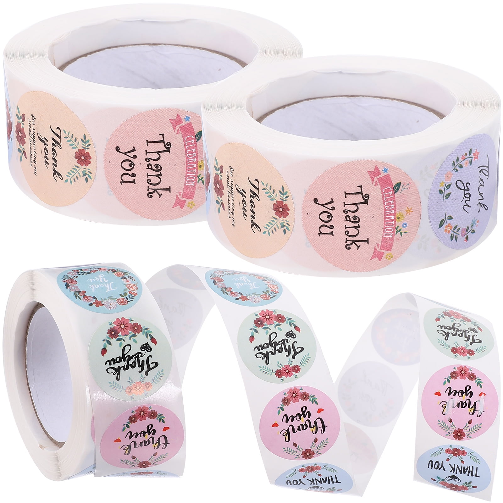 3 Rolls of Thank You Label Sticker Gift Wrapping Sticker Bag Sealing ...