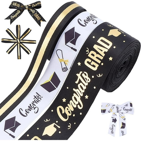 3 Rolls x 15 Yards Graduation Ribbons 2025 Grosgrain Ribbons Class of ...