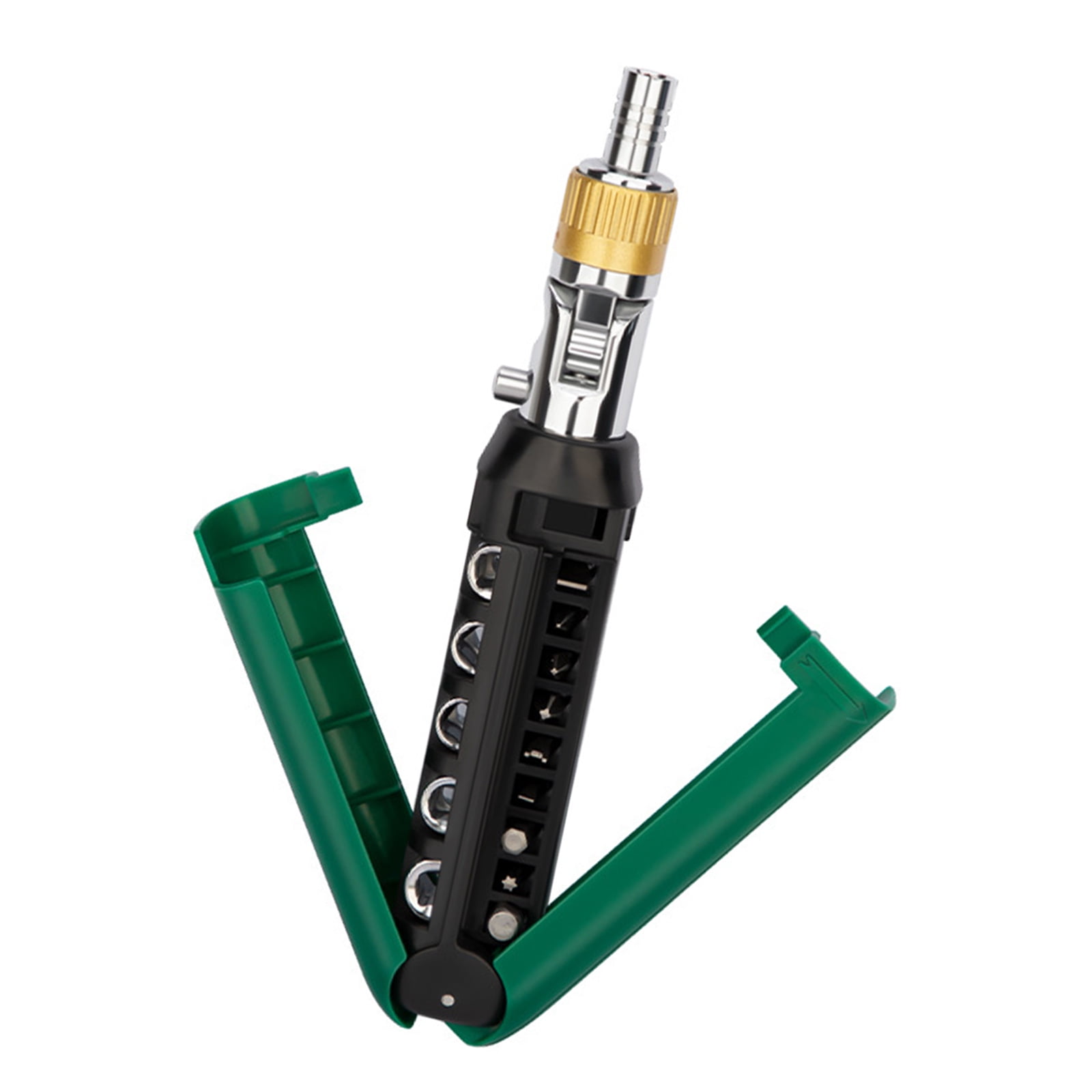 3. Rotating Ratcheting Screwdriver With 14 Bits Storage, Handle ...