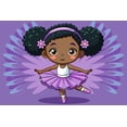 3" Round Pre-Cut Cartoon African American Girl Ballerina With Purple ...