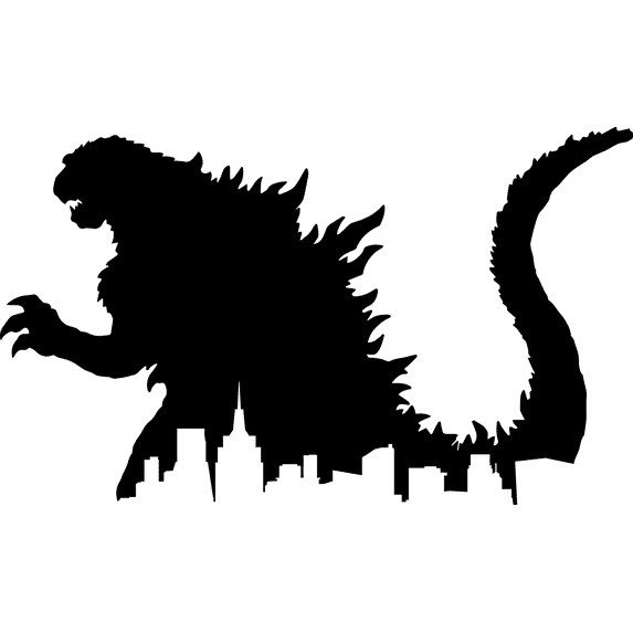 3" Round Pre-Cut Godzilla In The City Black Silhouette Photo Edible ...