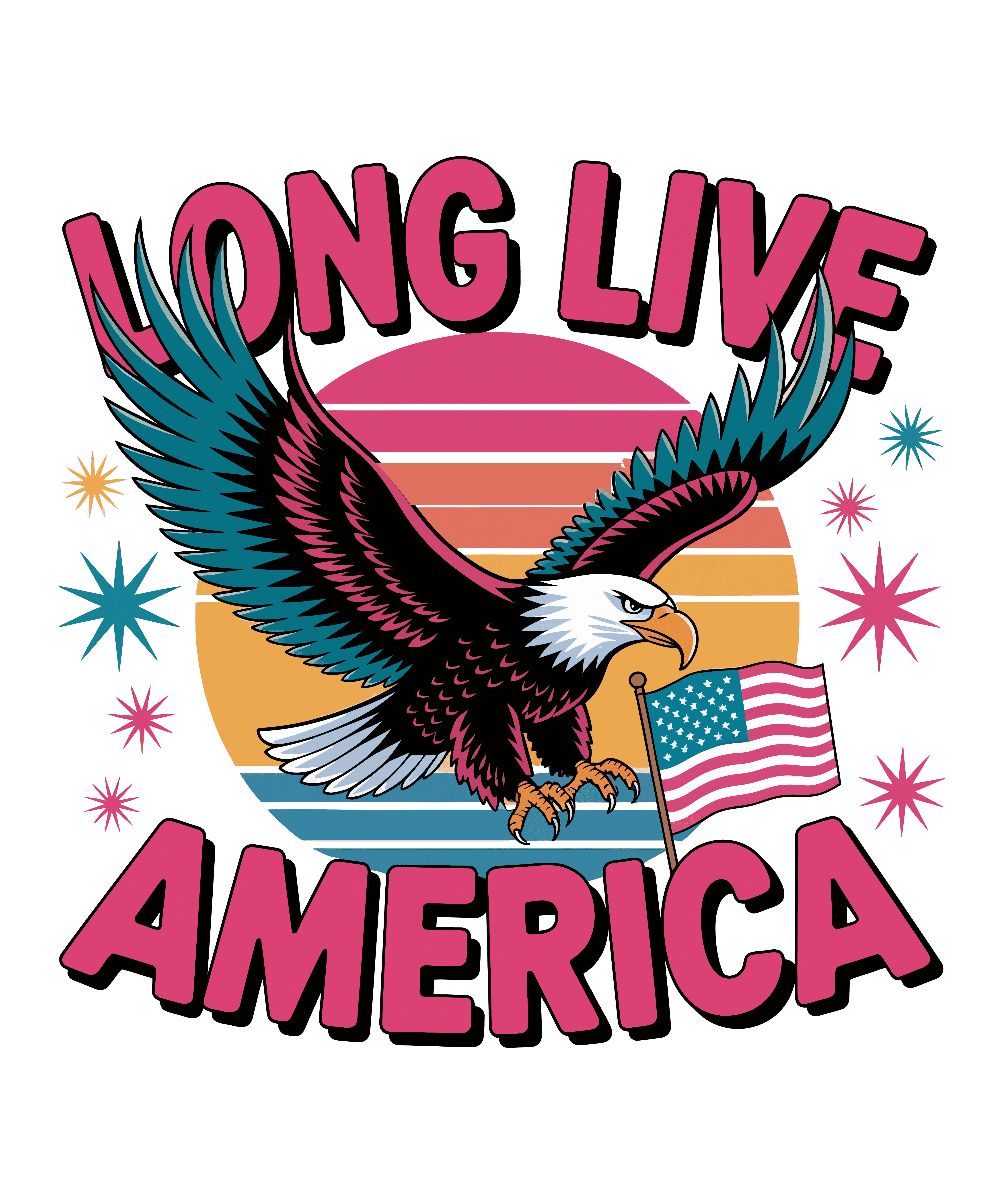 3" Round Pre-Cut Long Live America Eagle Flying USA Theme Photo Edible ...