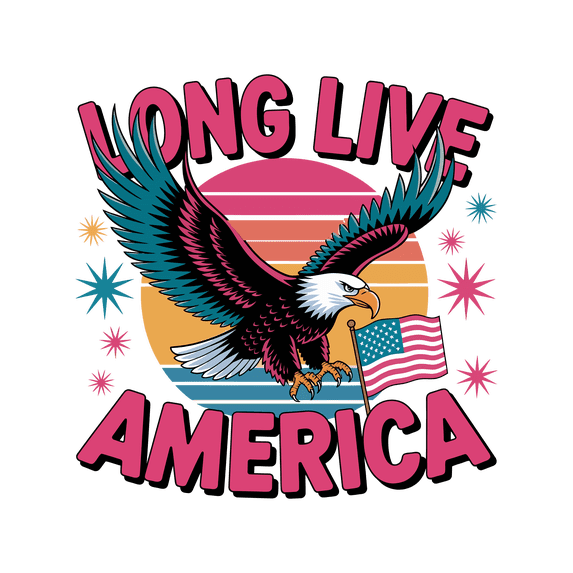 3" Round Pre-Cut Long Live America Eagle Flying USA Theme Photo Edible ...