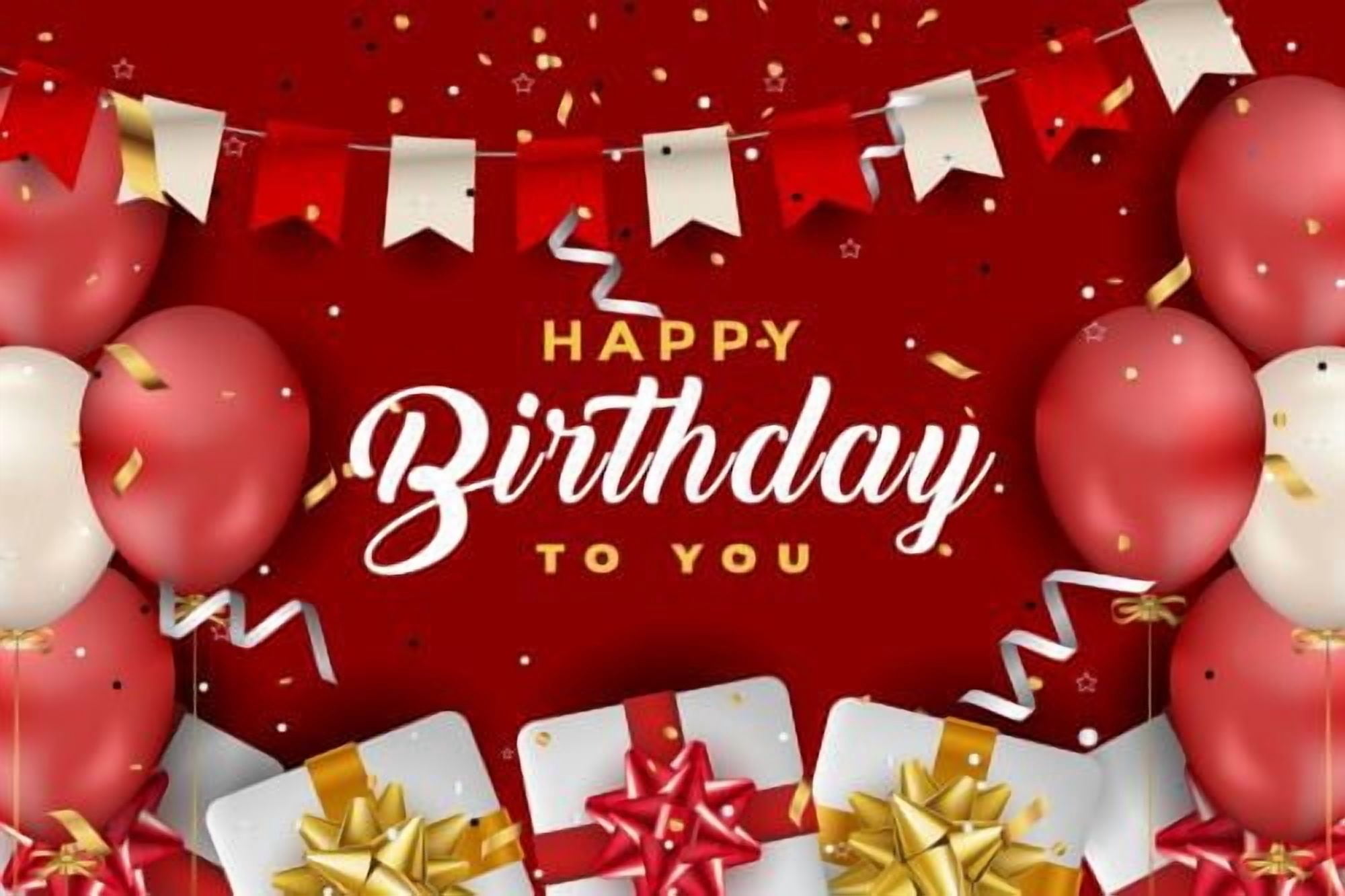 3" Round Pre-Cut Red Happy Birthday To You With Balloons, Confetti ...