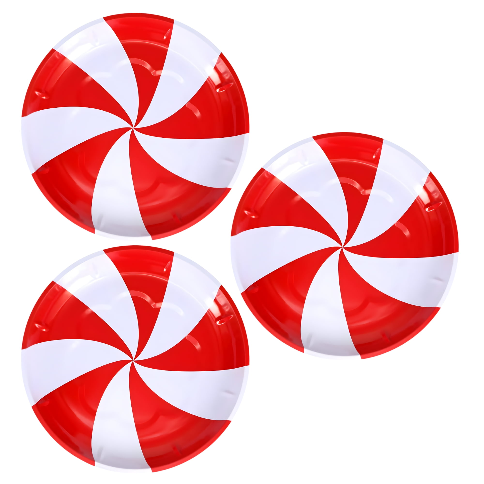 (3) Round Red White Christmas Platters, 10 in – Reusable Dinner Plates ...