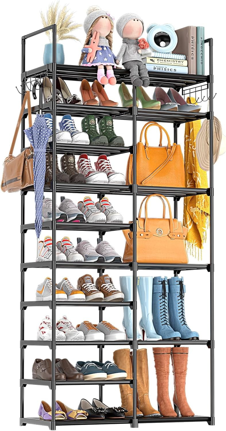 3 Row 10 Tier Large Shoe Rack Organizer for Closet Entryway, 60-65 Pair ...