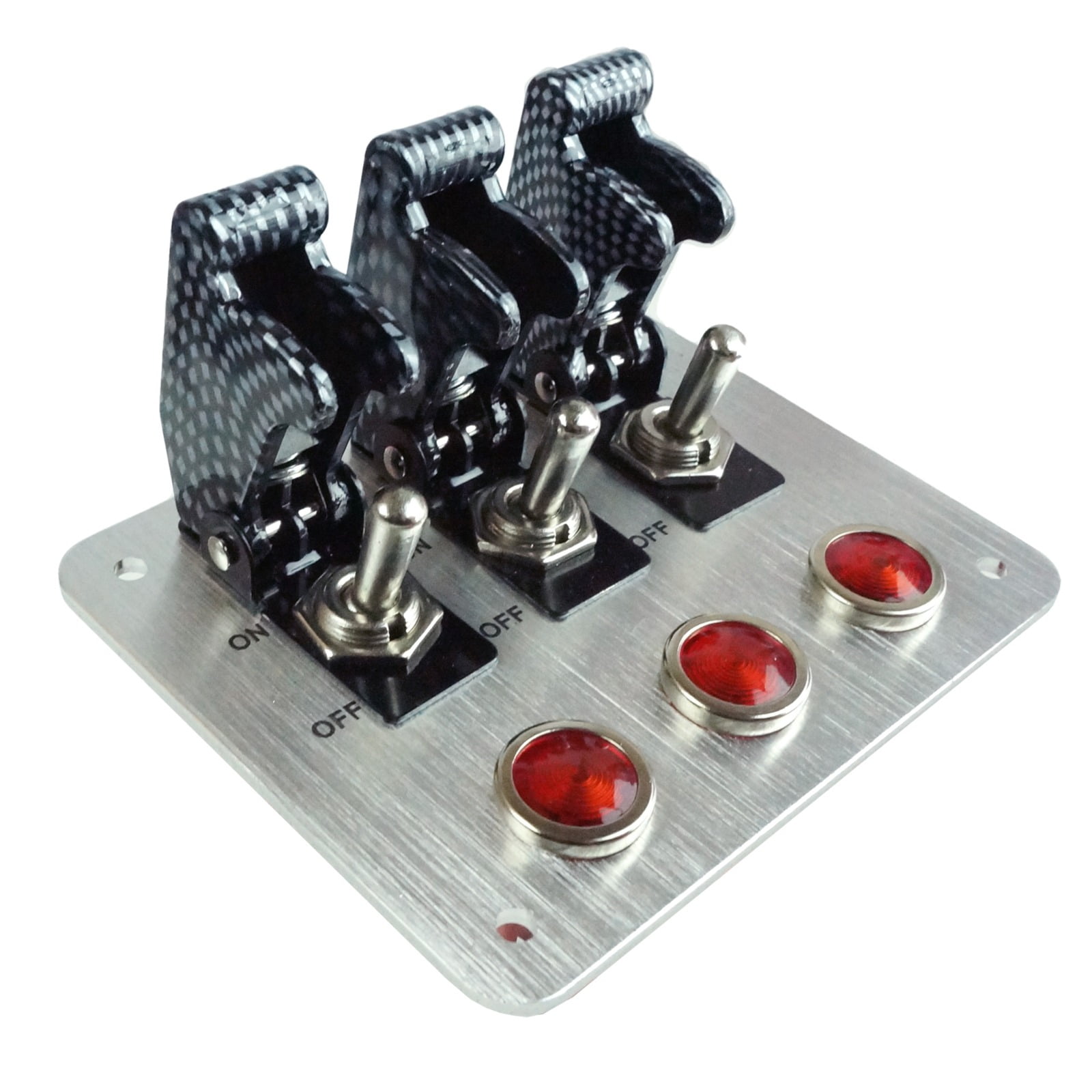 3 Rows Safety Cover Toggle Switch with Red Indicator Light Aluminum ...