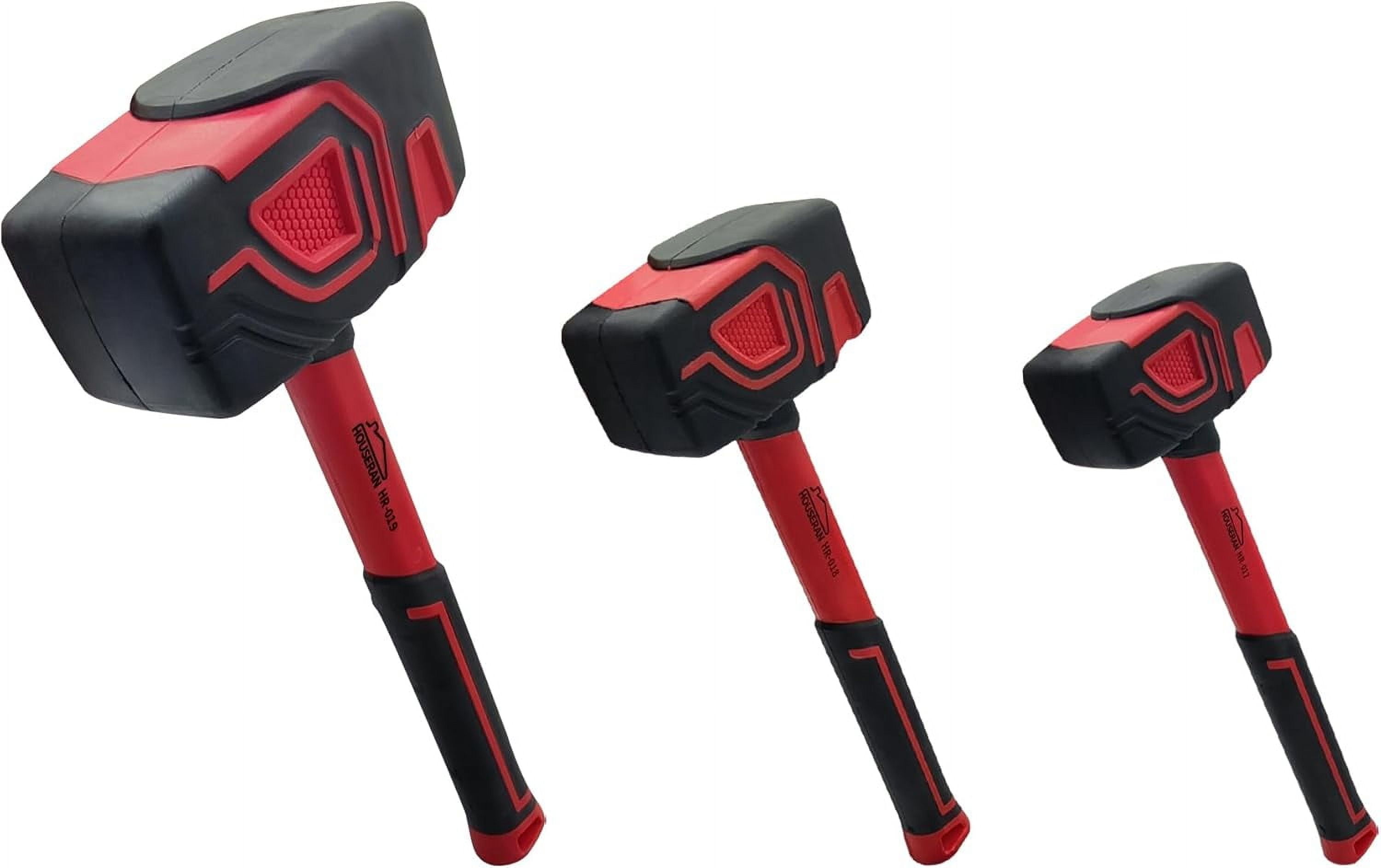 3- Rubber Mallet Set - 10oz, 20oz & 36oz Hammers with Soft Rubber ...