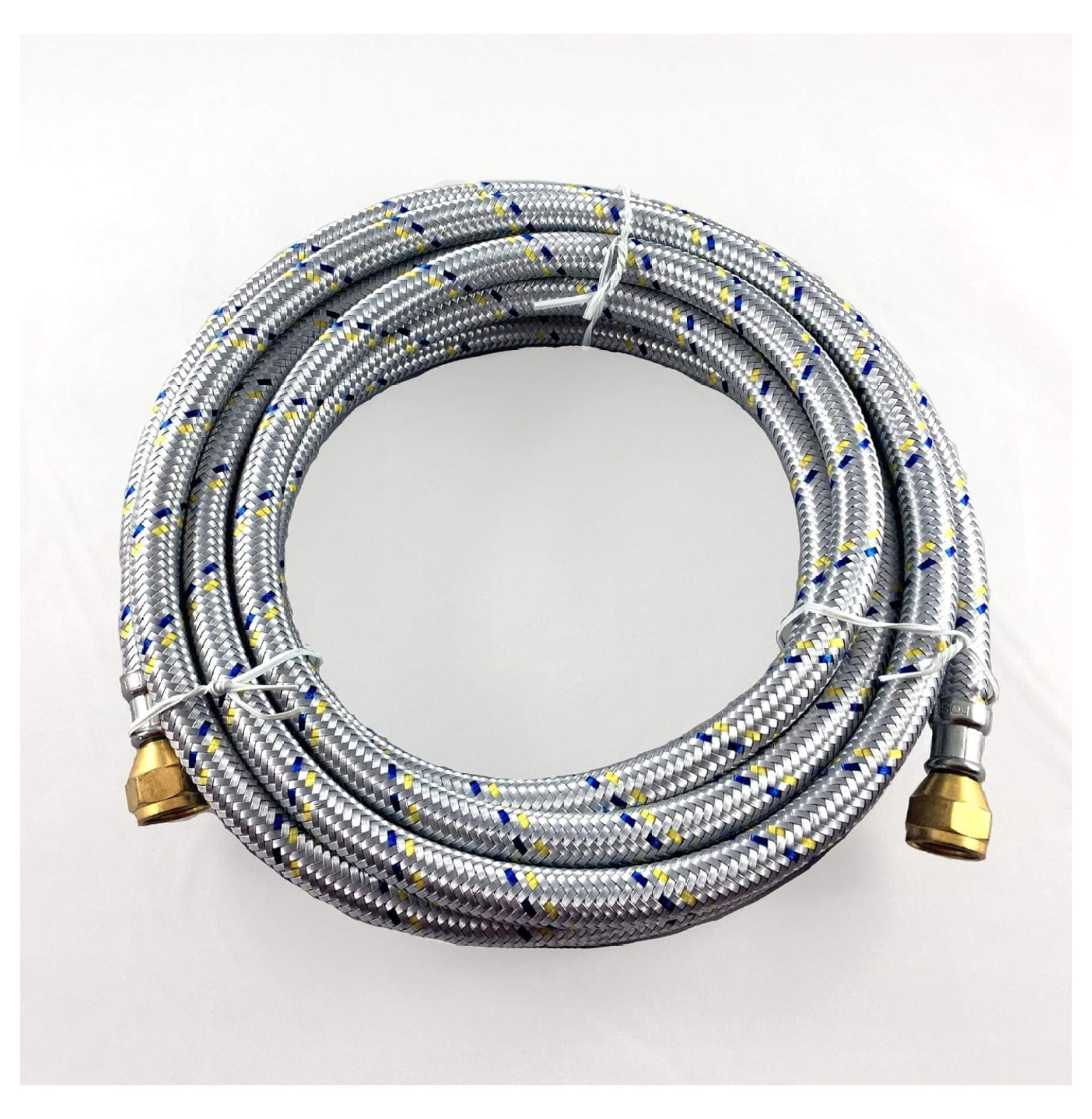 3' STAINLESS STEEL BRAIDED FLEXIBLE HOSE FOR NATURAL/PROPANE GAS 3/8" FEMALE FLARE BRASS NUT ...