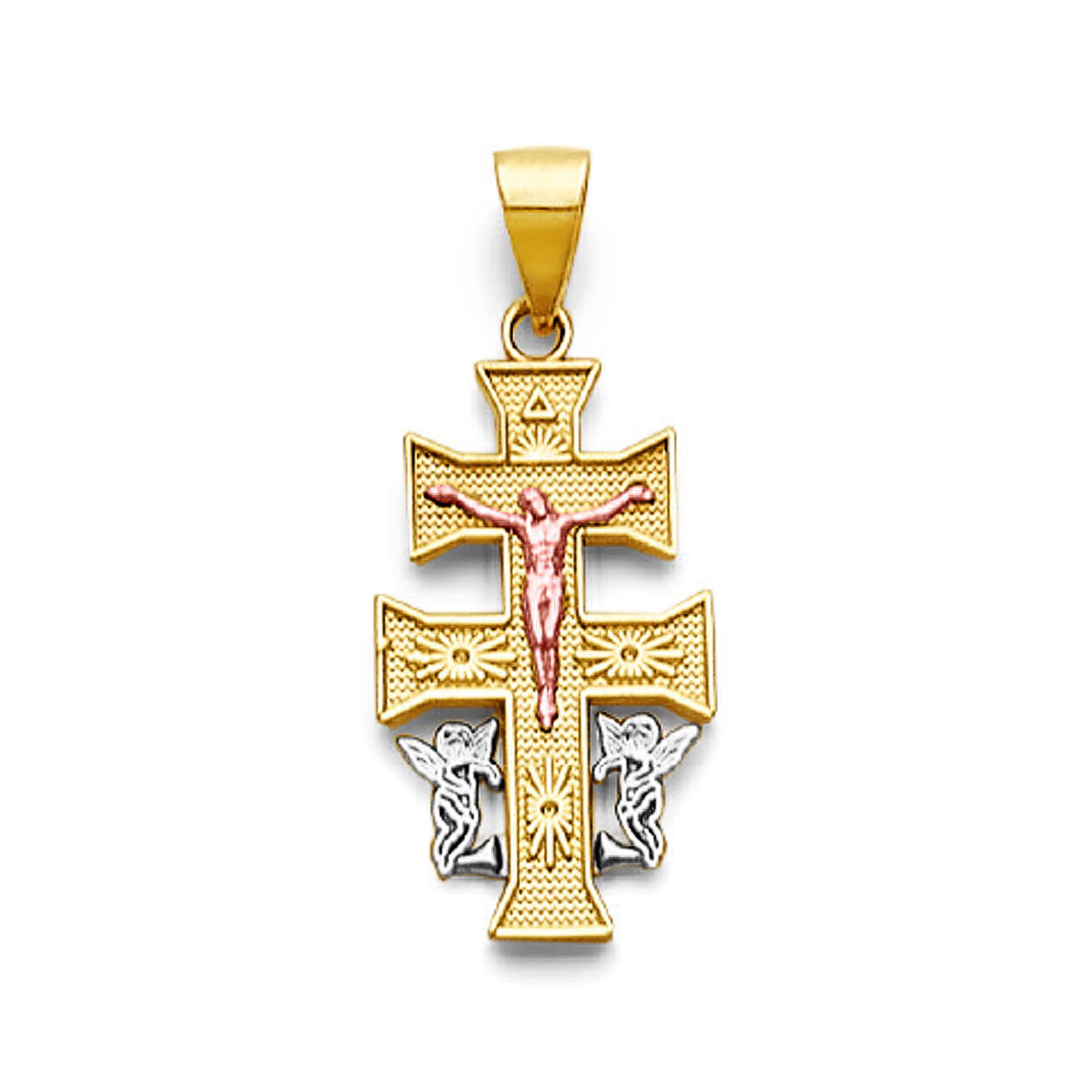 3 STONE 14K SOLID GOLD CARAVACA CROSS - Walmart.com