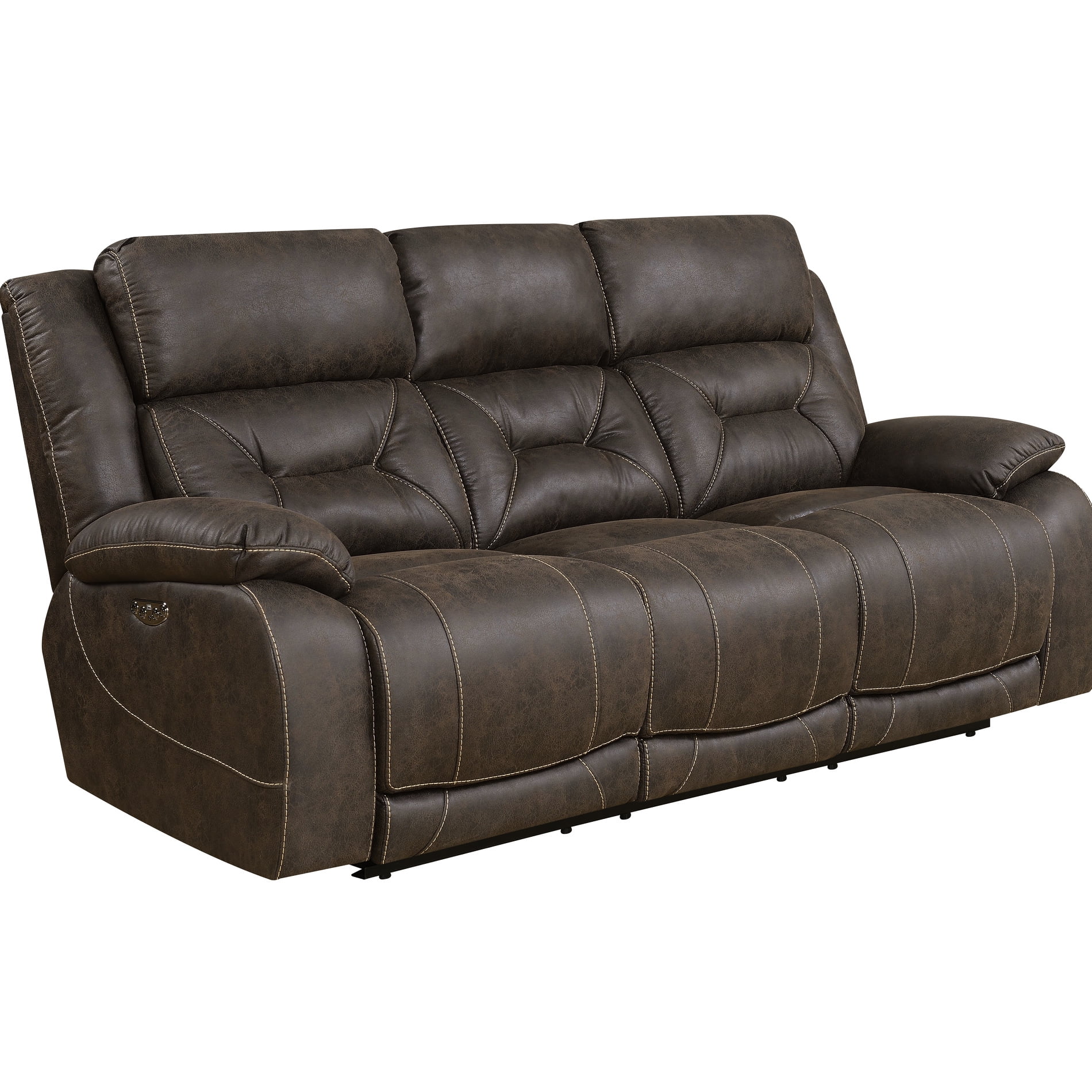 3 Saddle Brown Power Recliner With Gel Topped Foam And Spring Pocketed ...
