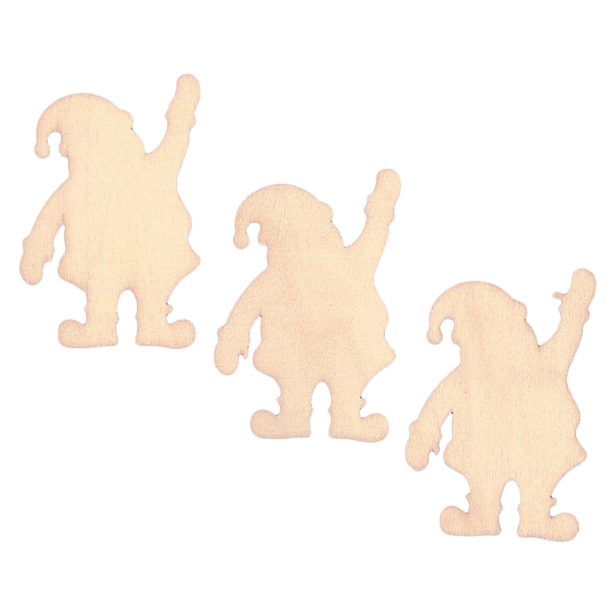 3 Santa Unfinished Wooden Shapes Craft Cutouts DIY Unpainted 3D Plaques ...