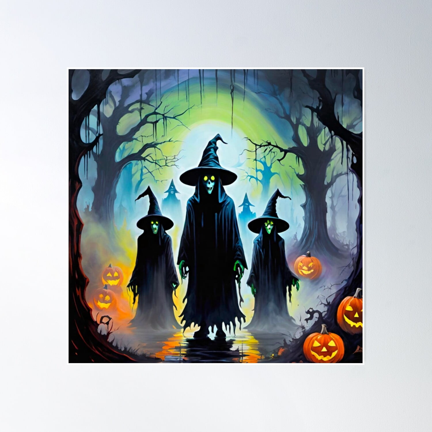3 Scary Demons In Forest Halloween Poster Wall Art, Modern Wall Decor ...