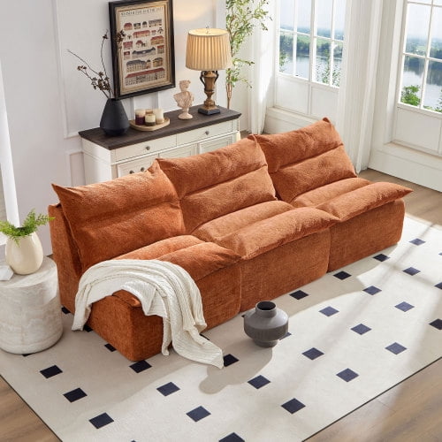 3 Seat Chair Sofa Lounge Set with Backrest, Fully Compressed Sofa ...