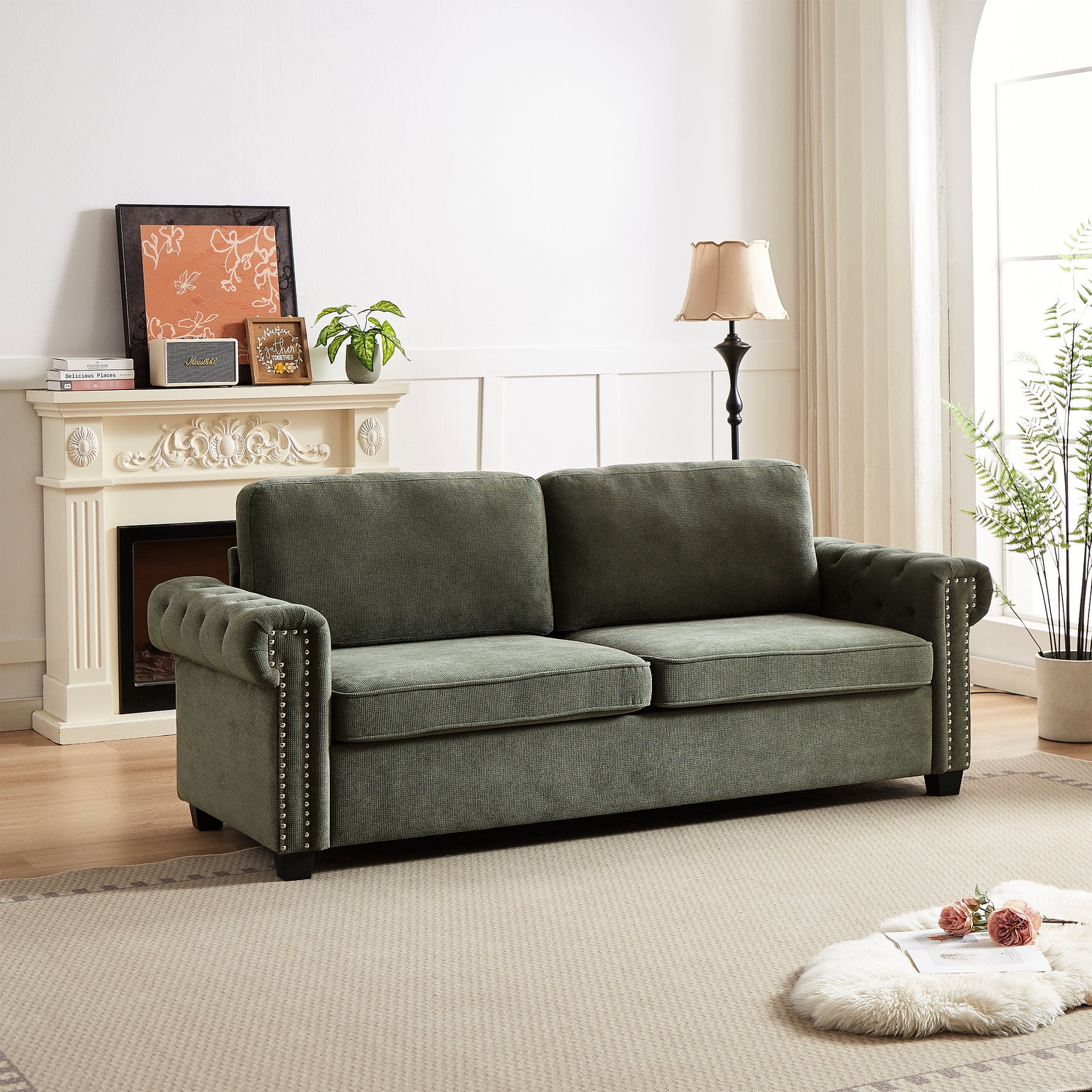 3-Seat Fabric Sofa Bed with Foam Mattress | Easy Setup, Fits in Small ...