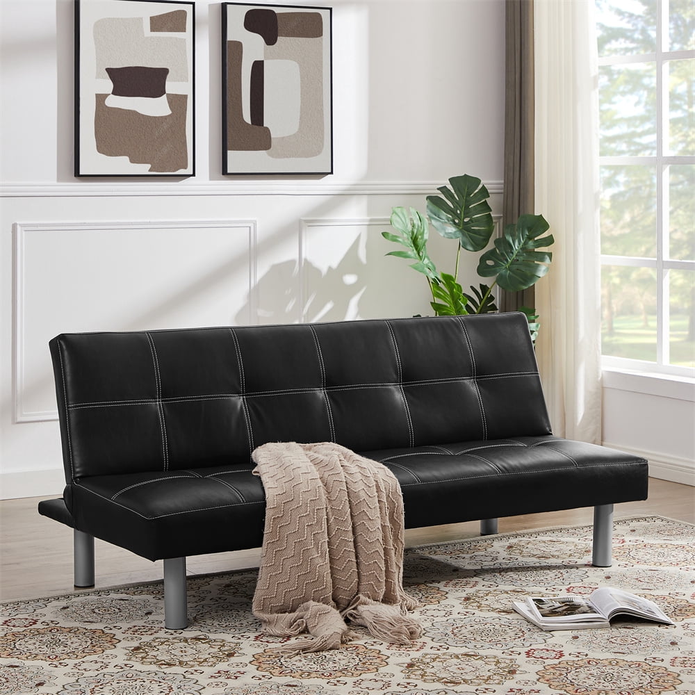 3-Seat Folding Futon Sofa Bed, Convertible Futon Sofa with Metal Foot ...