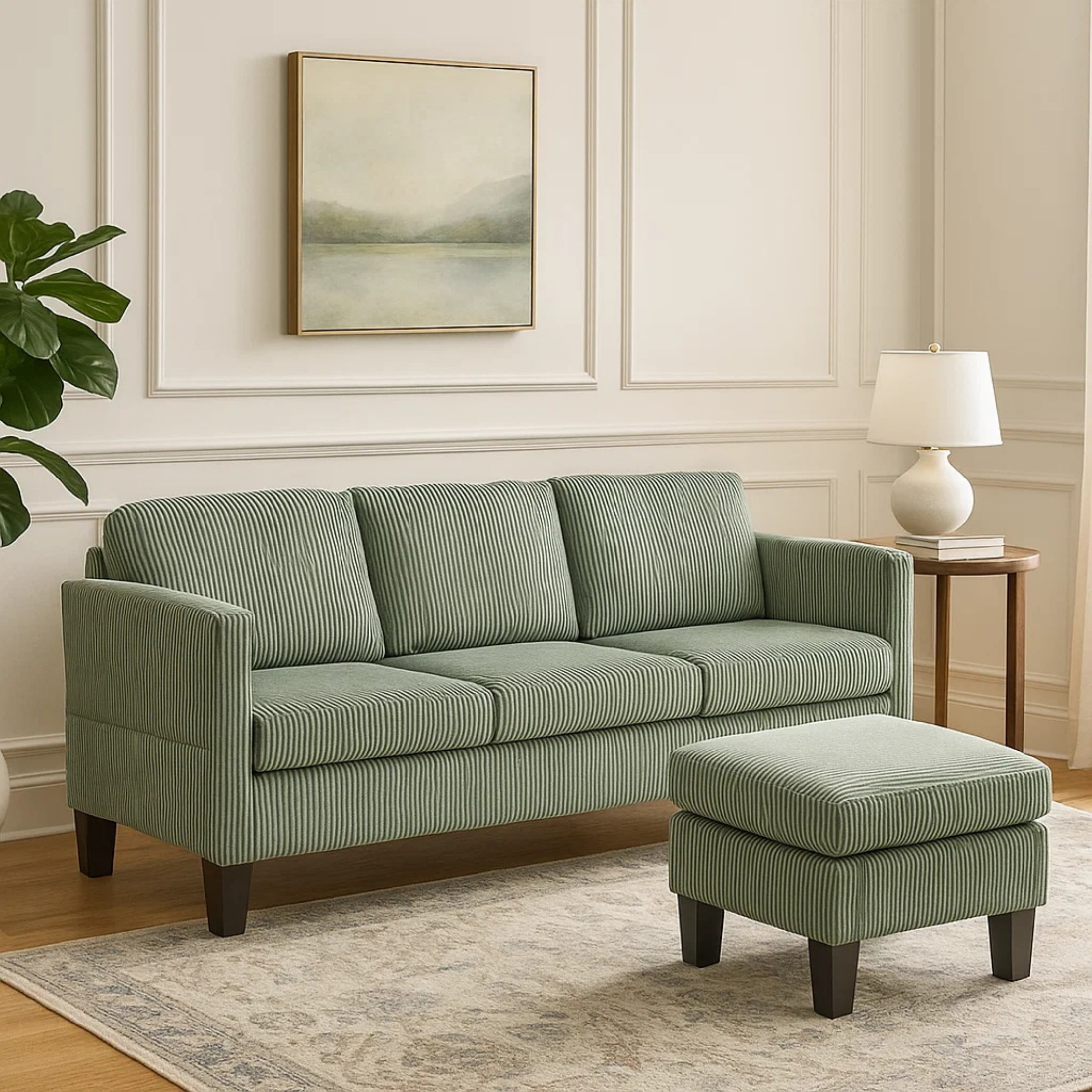 3 Seat L Shape Sofa,Small Sectional Sofa with Ottoman, Comfortable Corduroy Couch, Modern ...