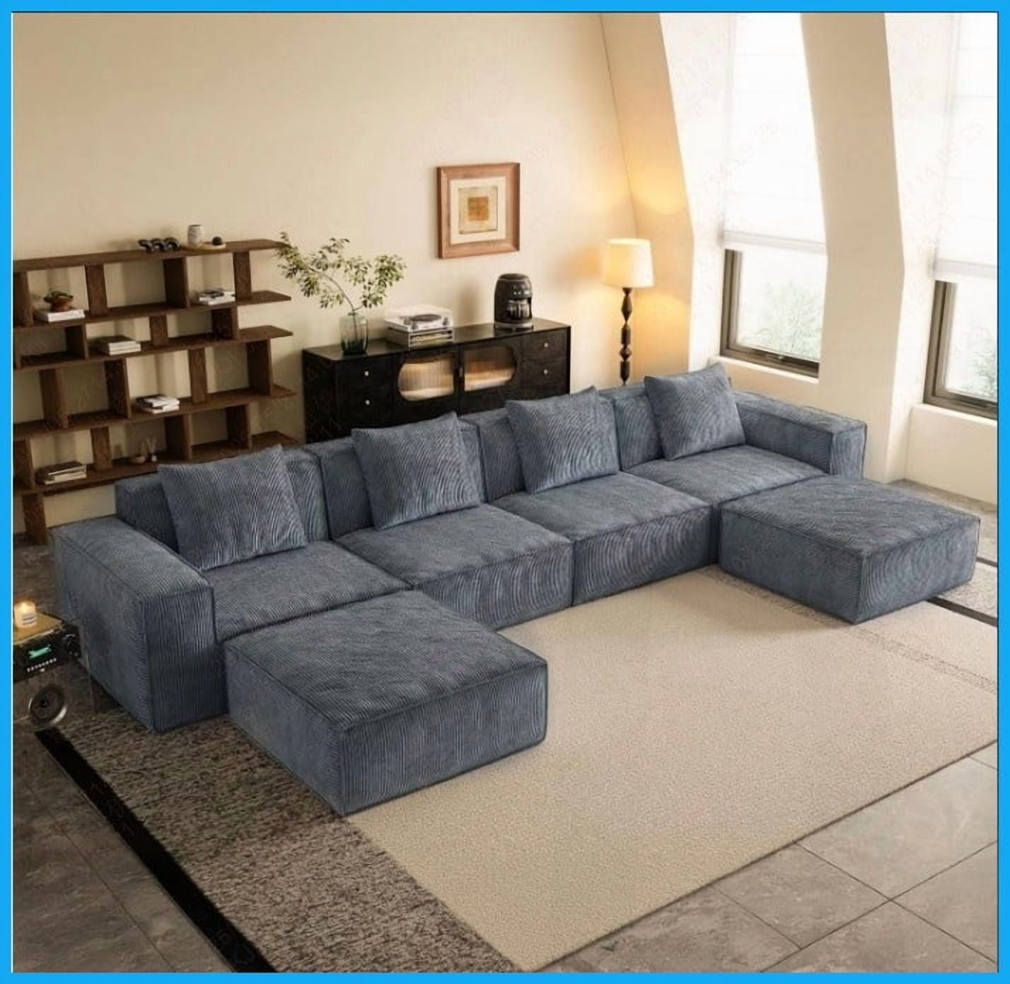 3-Seat Modular Convertible Sofa Bed with Corduroy Cloud Velvet Fabric ...