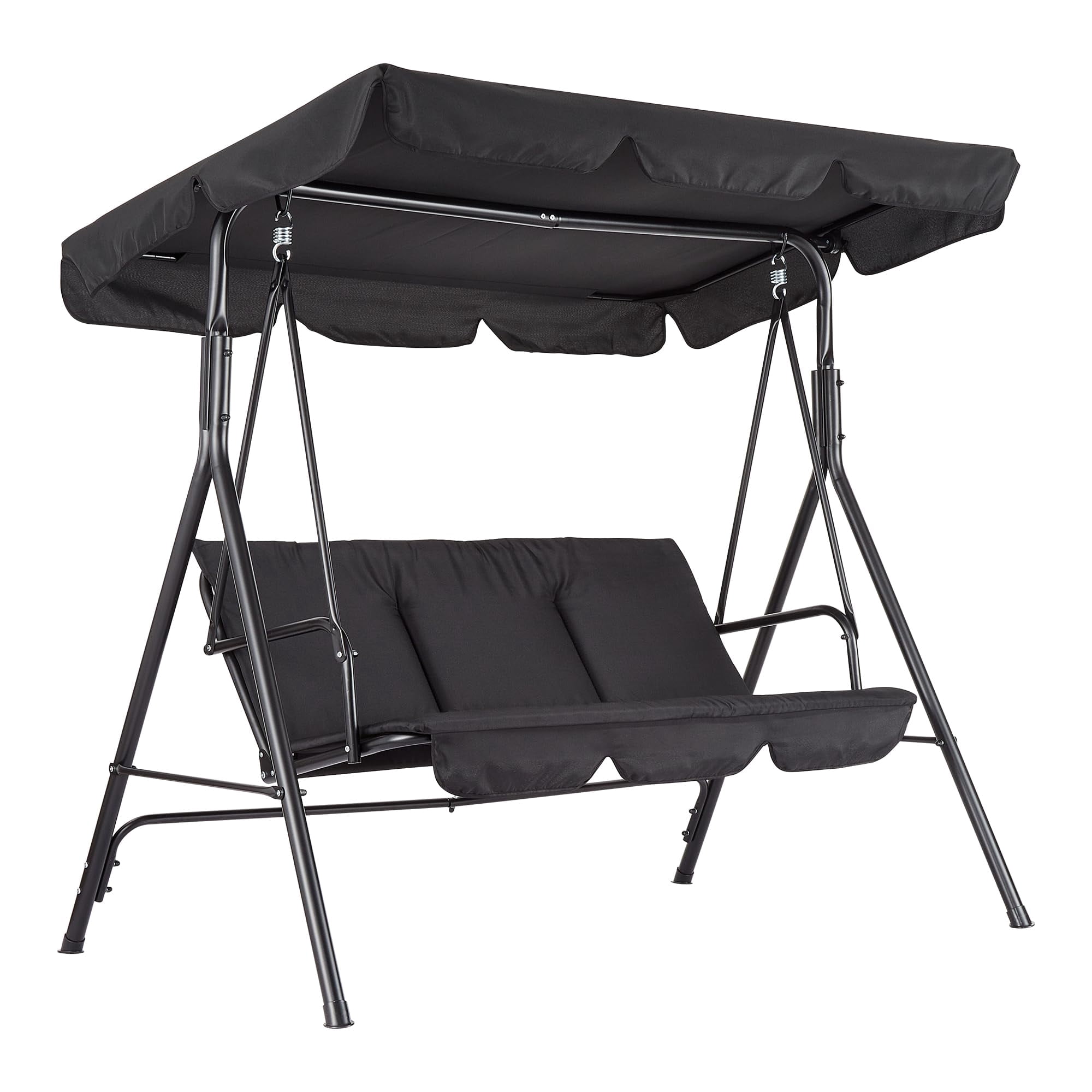3-Seat Outdoor Porch Swing Chair with Adjustable Canopy - Thick ...