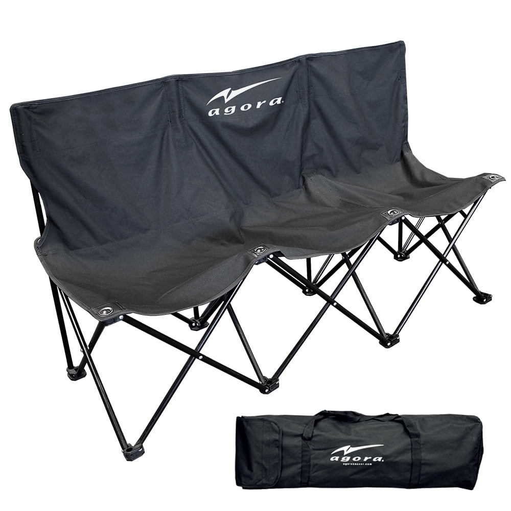 3 Seat Portable Folding Bench for Sports Teams, Camping, and Tailgating ...