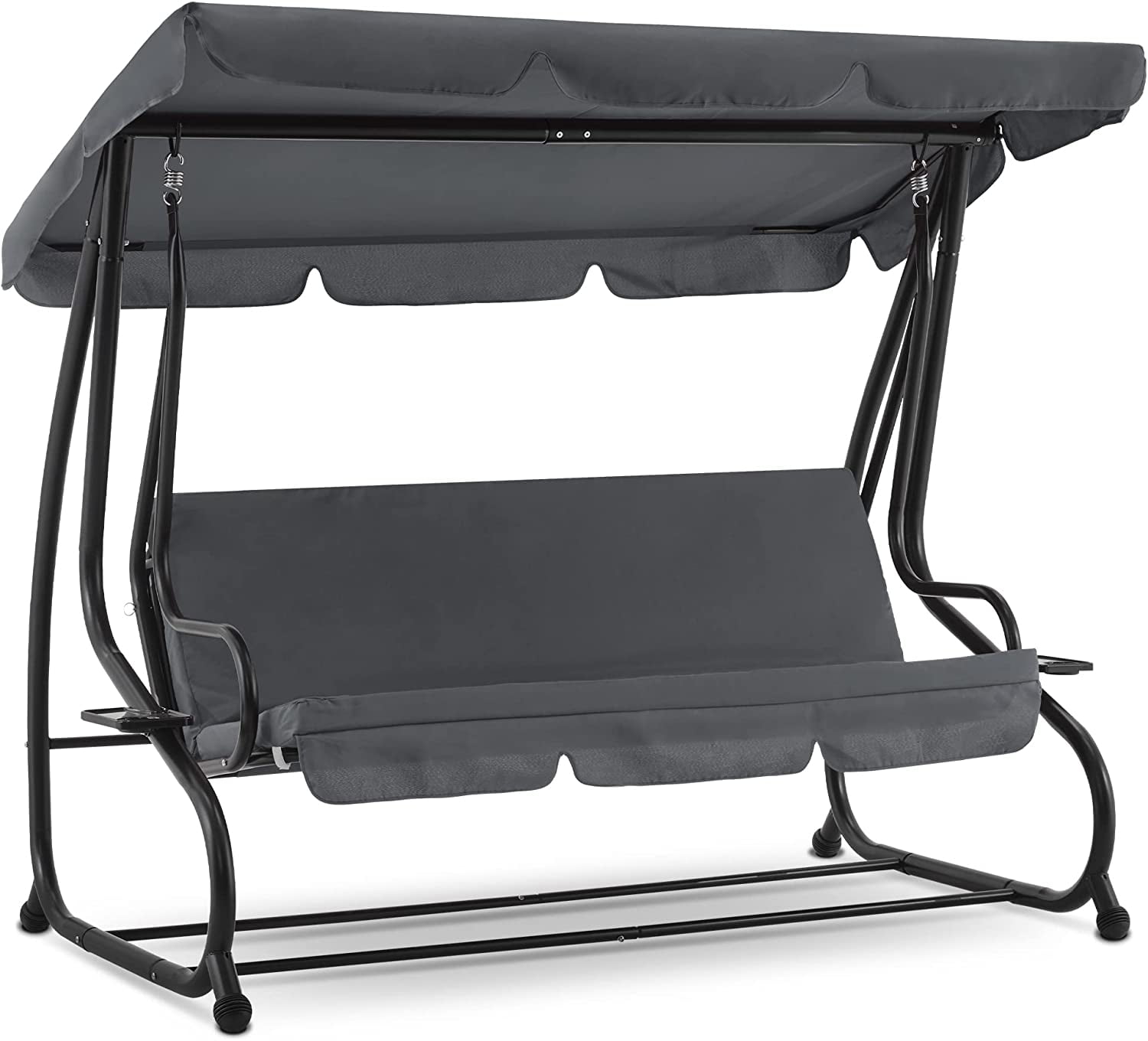 3 Seat S Swing Chair, Outdoor Swing with Adjustable Canopy, Weather ...
