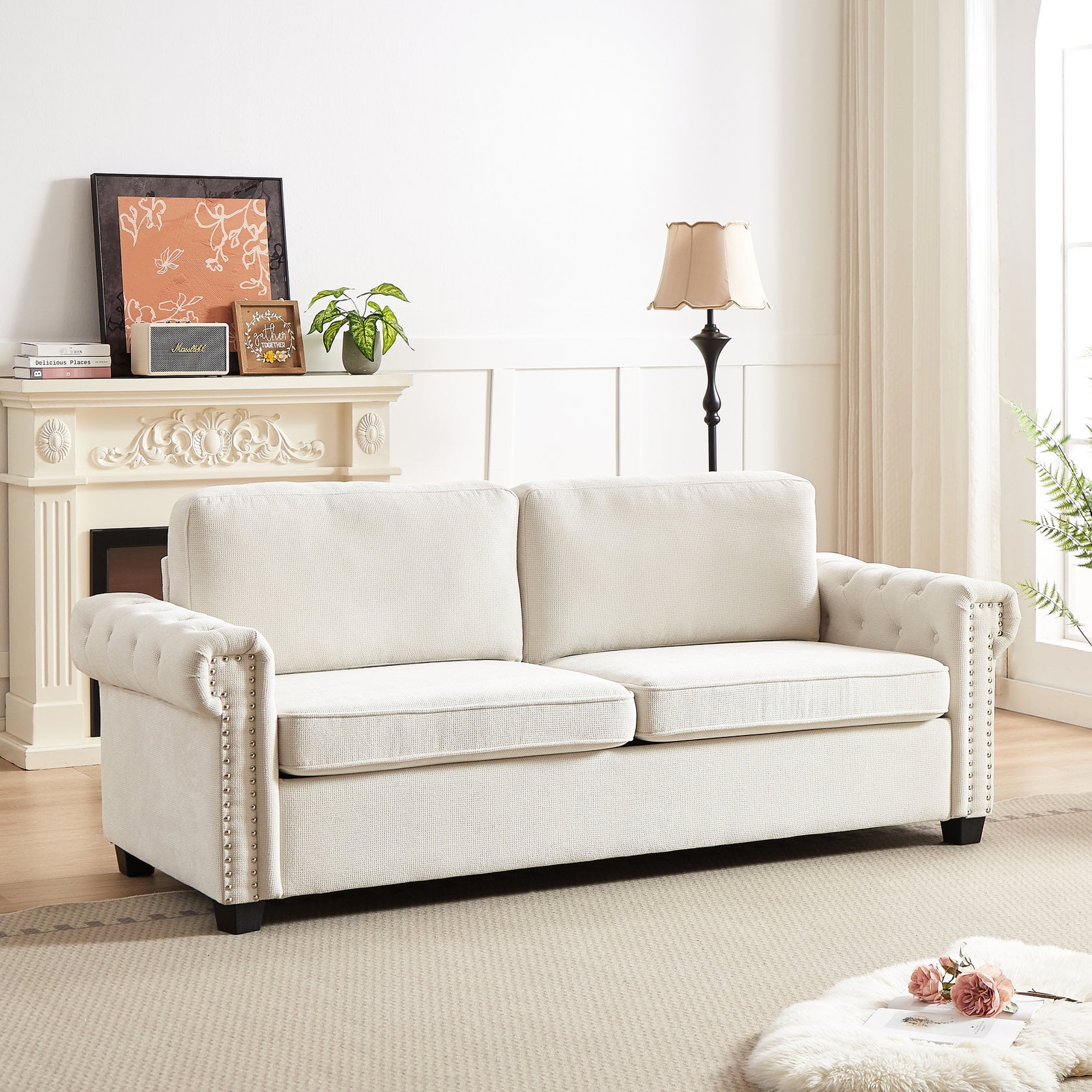 3 - Seat Sleeper Sofa, Hard Frame | Convertible for Studio and Office ...