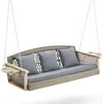 3-Seat Wicker Hanging Porch Swing Outdoor with Non-Spill Cup Holder, Rattan Patio Swing Bench ...