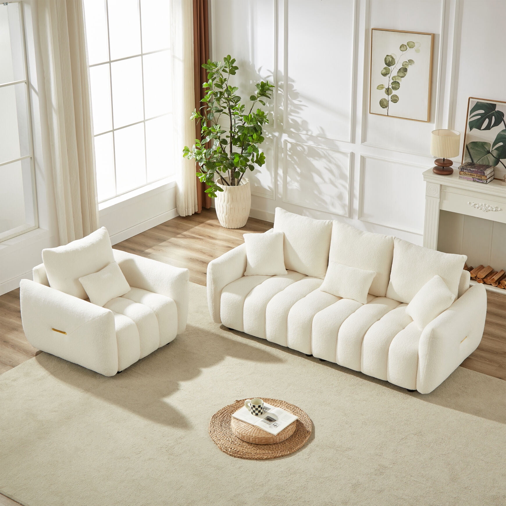 3 Seater + 1 Seater Combo Sofa Modern Living Room Sofa, Teddy Sofa ...