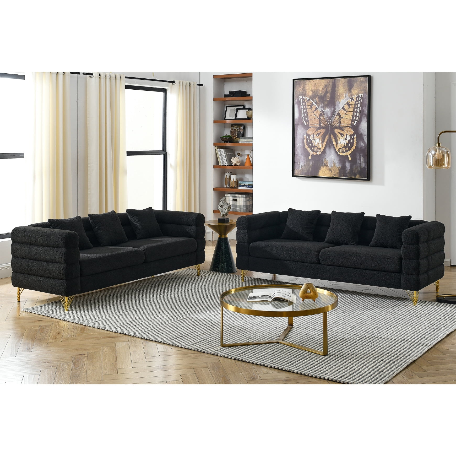 2 Piece Oversized Accent Sofa with 6 Pillows, 81 Inch Modern 3 Seater ...