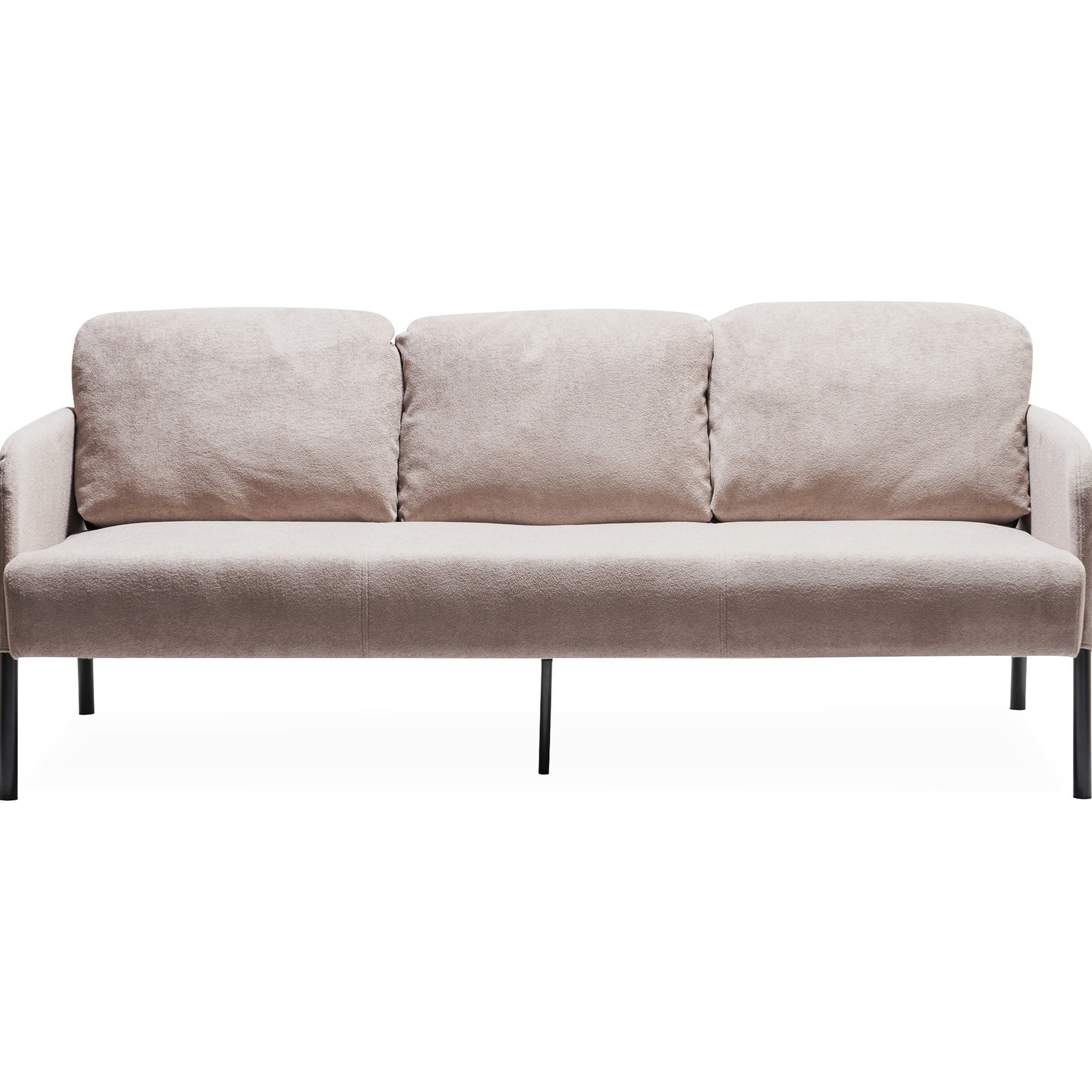 3 Seater Beige Fabric Sofa with Foam Filler for Comfort in Small ...