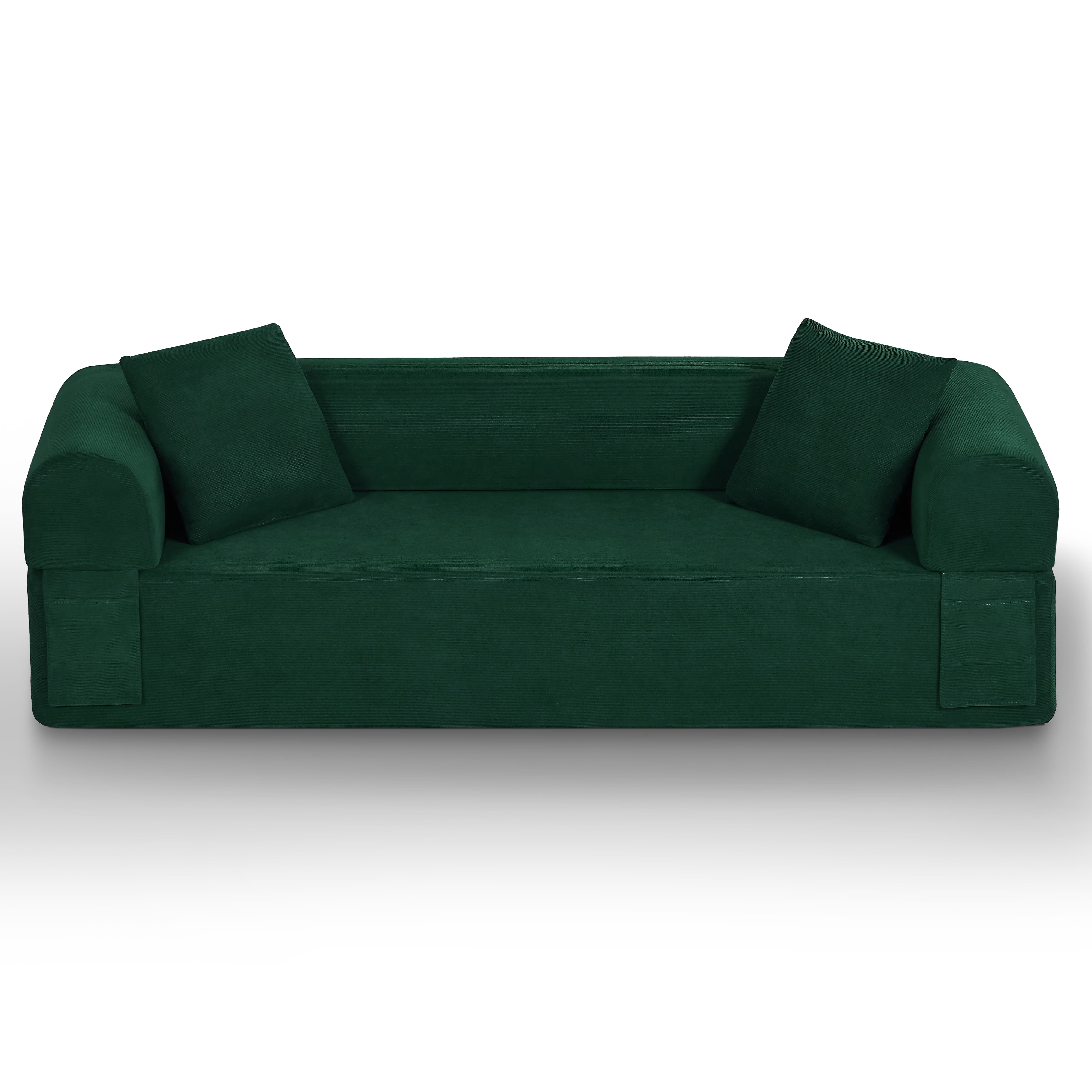 3‑Seater Boneless Cloud Sofa, Corduroy Compressed Couch No Assembly ...