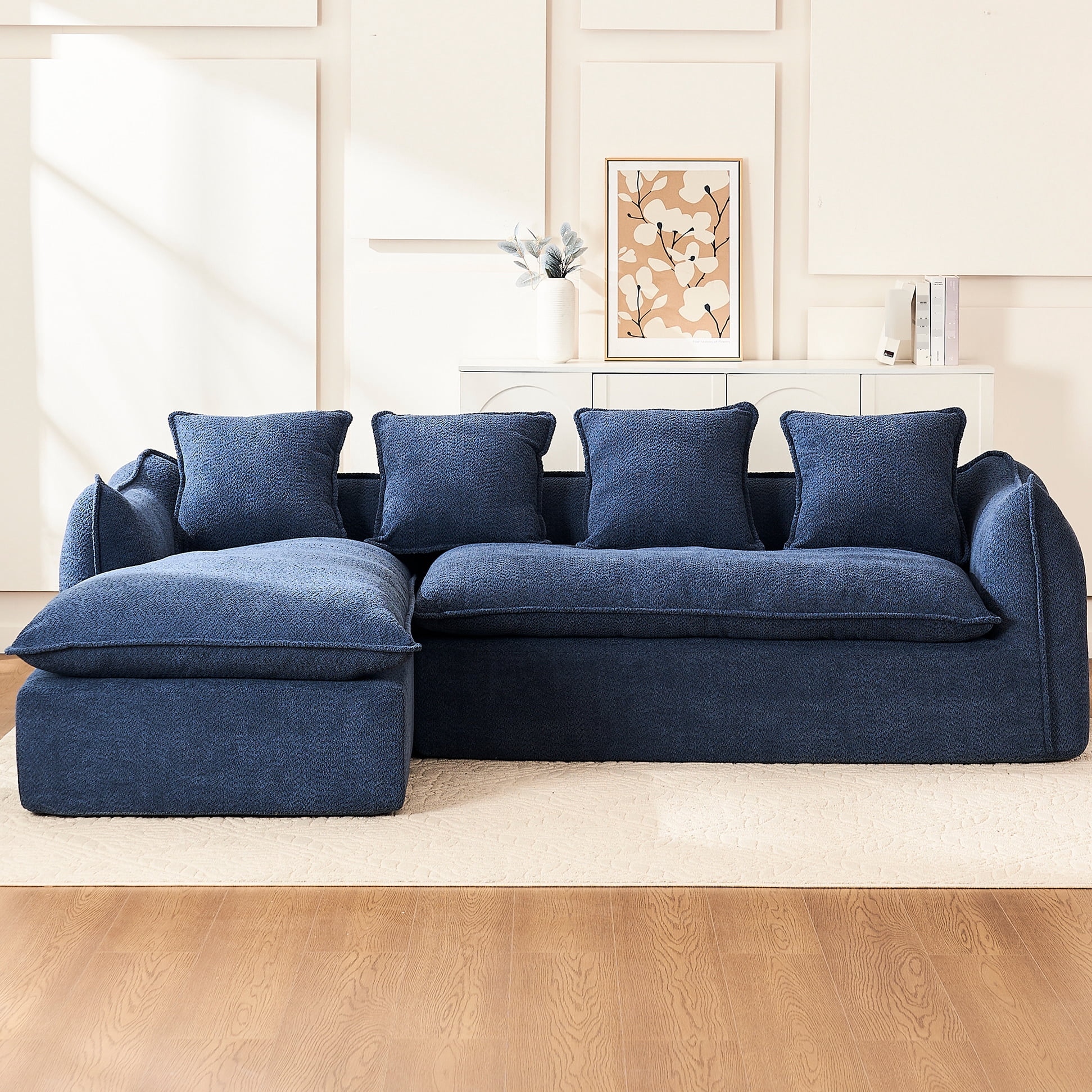 3 Seater With Chaise, L-shape Deep Seat For Office, Oversized Comfy ...