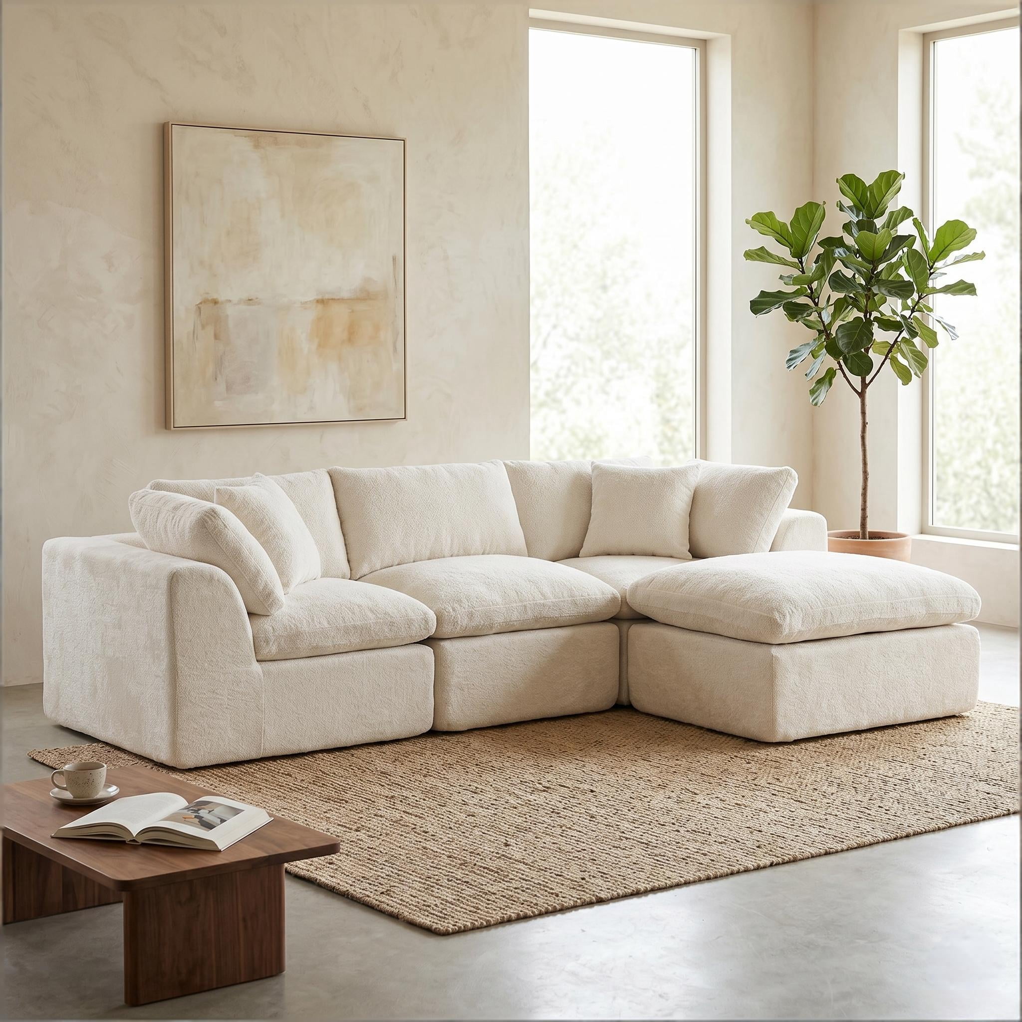 3 Seater Cloud Couch With Ottoman, No Assembly Required Modular ...