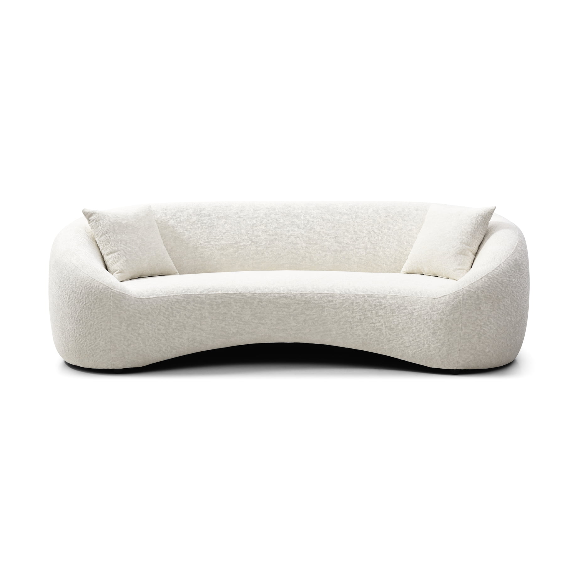 3 Seater Curved Sofa with Chenille Fabric, Solid Wood Main Material ...