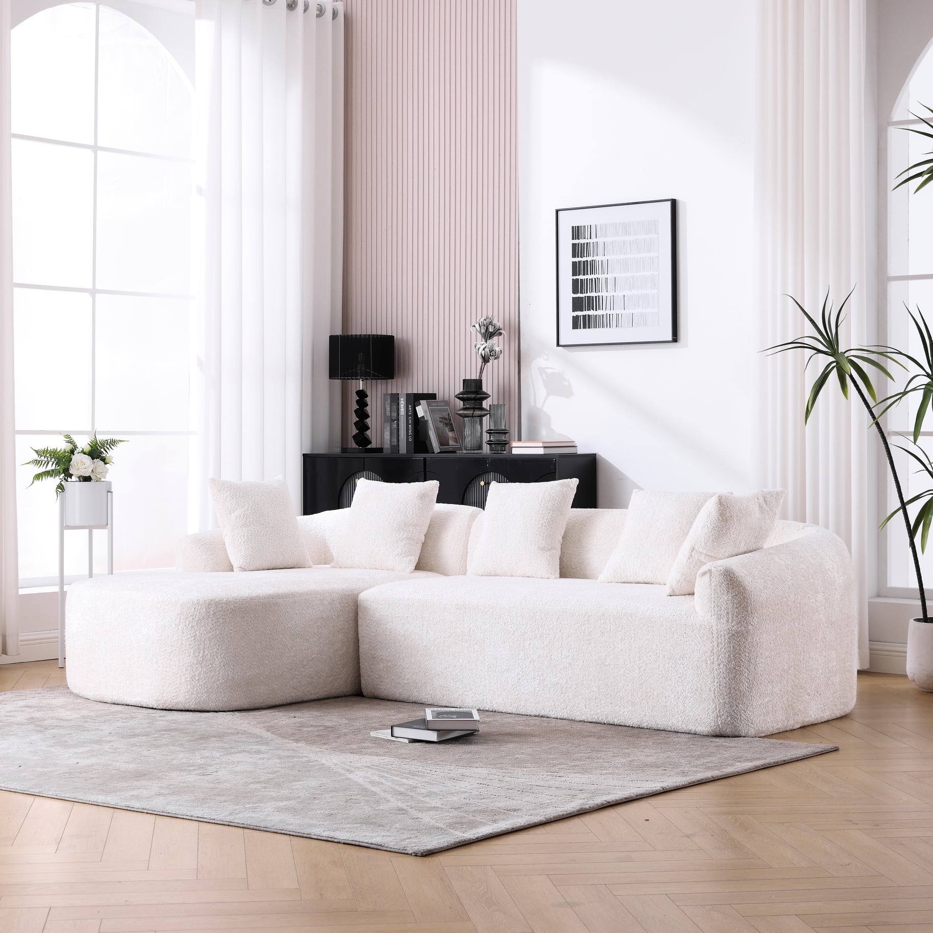 3 Seater L-shape Couch - With Supportive For Home (beige Living Room ...
