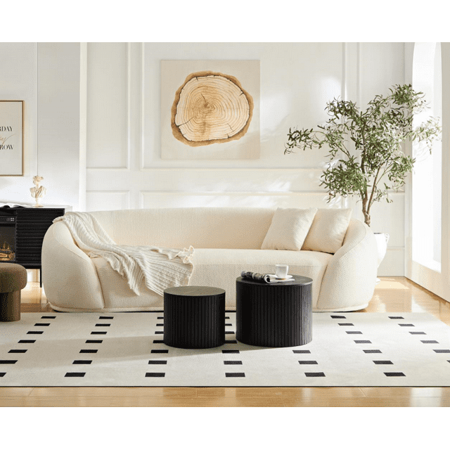 3-Seater Modern Cloud Loveseat Sofa with 2 Pillows, Boucle Fabric Half ...